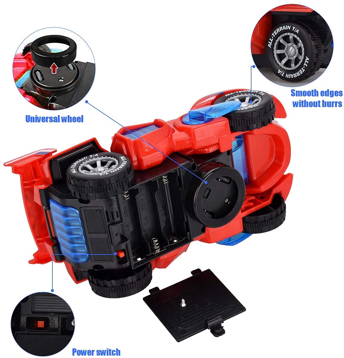 INLAIER Transforming Dinosaur Toys, 2 in 1 Automatic Transforming Dinosaur Car with LED Light and Music Transform Dino Car for Kids Christmas Birthday Gifts (Red)