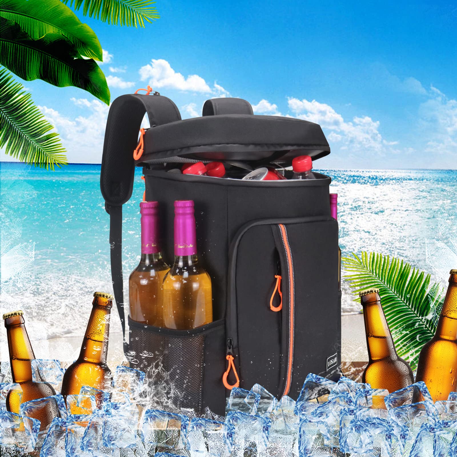 LOSAHI Insulated Cooler Backpack - 330ml Capacity, Waterproof, Leakproof, Multi-Pocket, Ergonomic Design