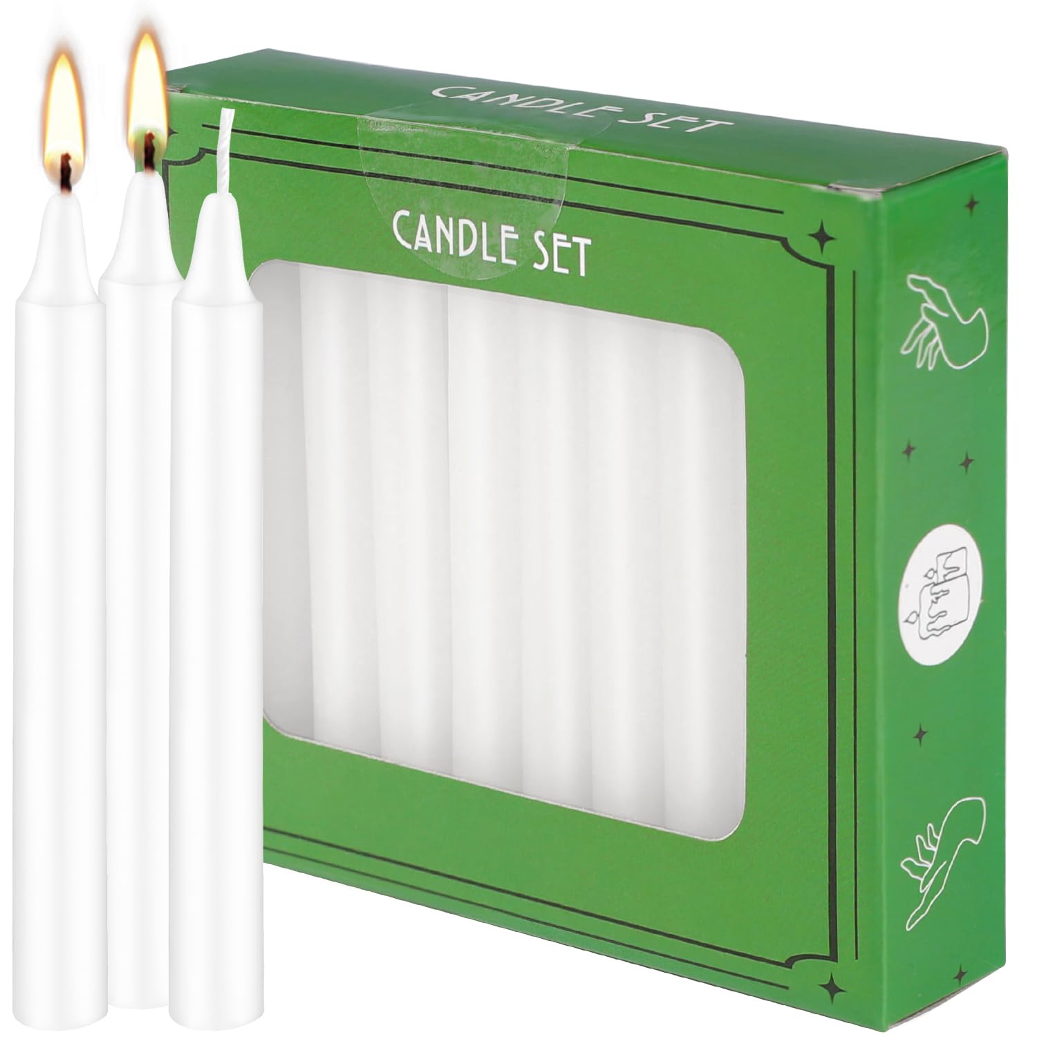 Set of 20 White Spell & Chime β Premium Mini Taper Candles for Rituals, Prayer, Birthdays, Meditation, Altar - 4 Inch Tall, Unscented (White)β¦