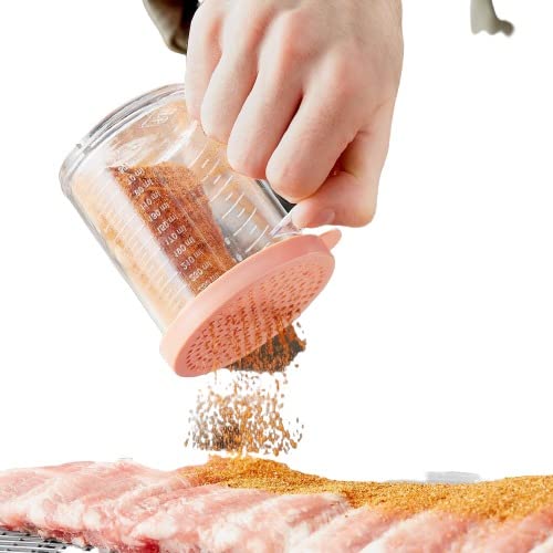 Polycarbonate Dredge Shaker with Yellow Lid, 10 oz. Clear Plastic Dredge cheese/Spice Shaker with Marks measurements and 4 mm Hole Diameter by Geex Depot US. (2pk(large holes))