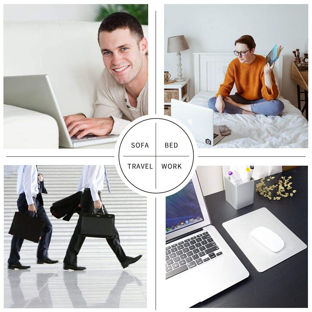 HONKID Metal Aluminum Mouse Pad, Office and Gaming Thin Hard Mouse Mat Double Sided Waterproof Fast and Accurate Control Mousepad for Laptop, Computer and PC,9.05"x7.08", Silver
