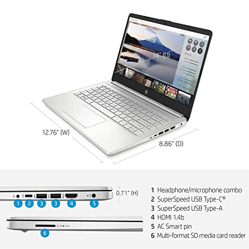 HP 14 inch FHD Display Laptop, AMD Ryzen 3 3250U up to 3.5GHz (Beat i5-7200U), 4GB RAM, 128GB SSD, AMD Radeon Graphics, Webcam, WiFi 5, Bluetooth, Windows 11 Home in S Mode, Bundle with JAWFOAL