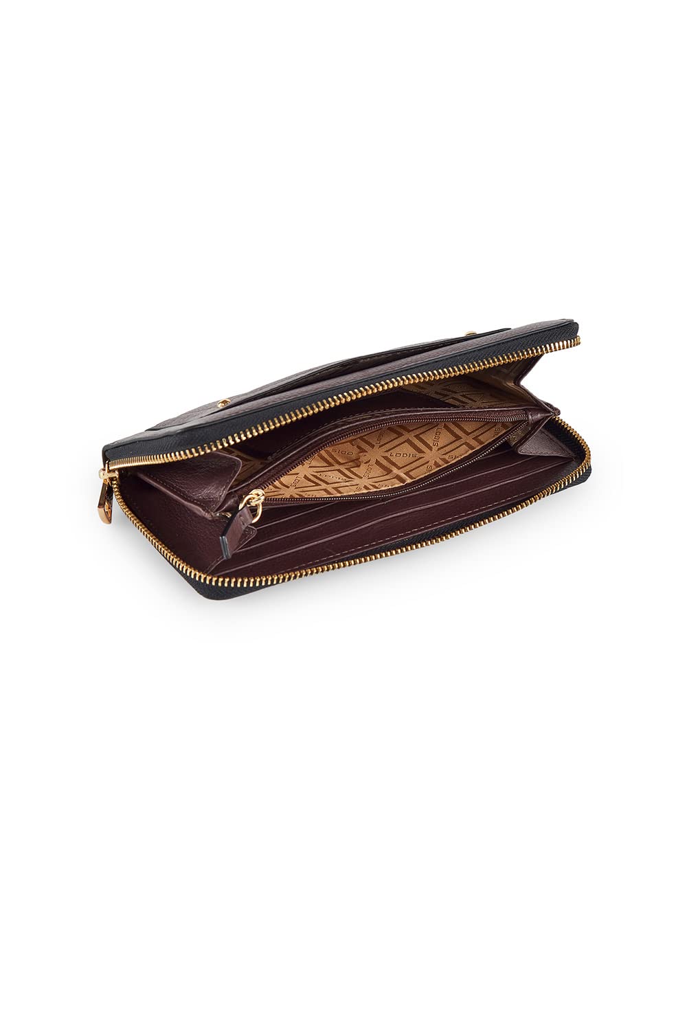 Lodis Women's Flynn Zip Around Continental Wallet, Smooth Slim Leather Wallet, Handbag, Trumble (Brick)