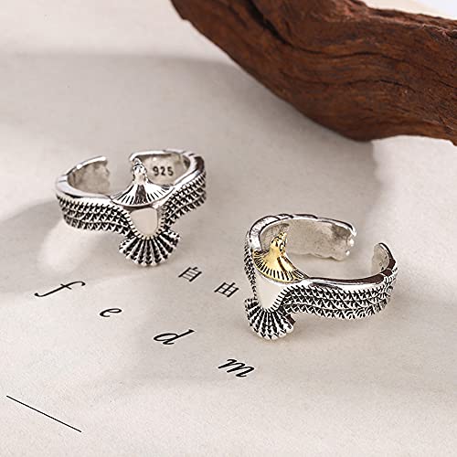 Izpack Vintage Eagle Stackable Ring for Women Cool Bird Chunky Wide Open Adjustable Statement Finger Band Silver Plated Knuckle Joints Rings Fashion Jewelry Christmas Gifts