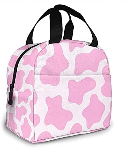 Lunch Bag Pink Cow Print Lunch Box Insulated Bag Tote Bag For Men/Women Work Travel