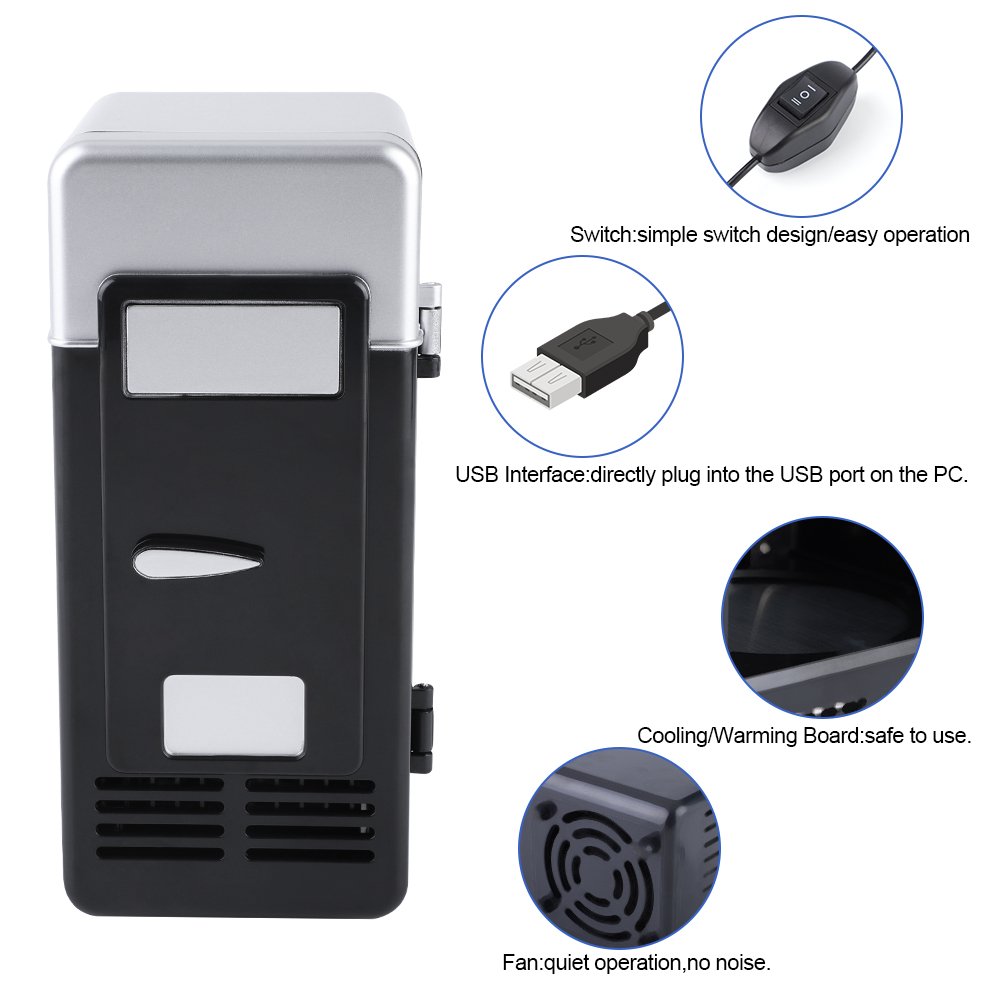 Mini Fridge,Portable Cooler and Warmer, Portable LED Mini USB Refrigerator Drinks Beverage Cans Refrigerator, Mini Fridge for Bedroom Car Office Desk Dorm Room