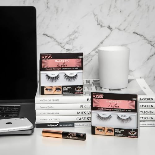 KISS Magnetic False Eyelashes, Charm', 12 mm, Includes 1 Pair Of Magnetic Lashes, Contact Lens Friendly, Easy to Apply, Reusable Strip Lashes