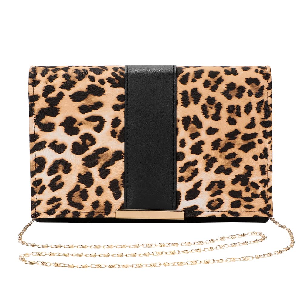 kencome Chic Clutch Purses For Women Crossbody Shoulder Bag Animal Pattern PU (Brown)
