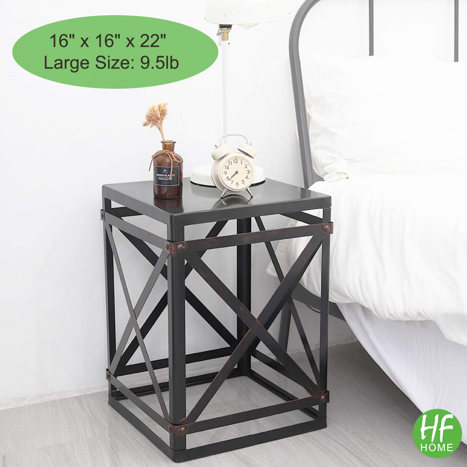 Industrial Set of 3 Cube Nesting Tables Coffee Tables, Stacking End Side Tables Indoor Nightstands Vintage Night Tables for Home Office Decor, Outdoor Garden Stool- Retro Brushed Bronze (Ship from US)