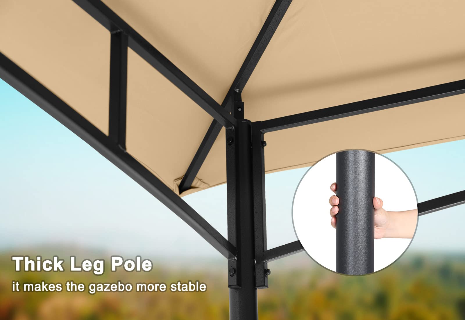 MASTERCANOPY Outdoor Garden Gazebo for Patios with Stable Steel Frame and Netting Walls (10x10, Beige)