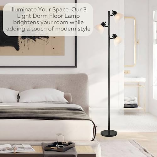 LIGHTACCENTS 3 Light Floor Lamp Tree Floor Lamp Industrial Modern Style Standing Multi Head Floor Lamp Pole Lamp with Adjustable Lights β Standing Lamps for Office β Tall Lamp Torchiere - Black