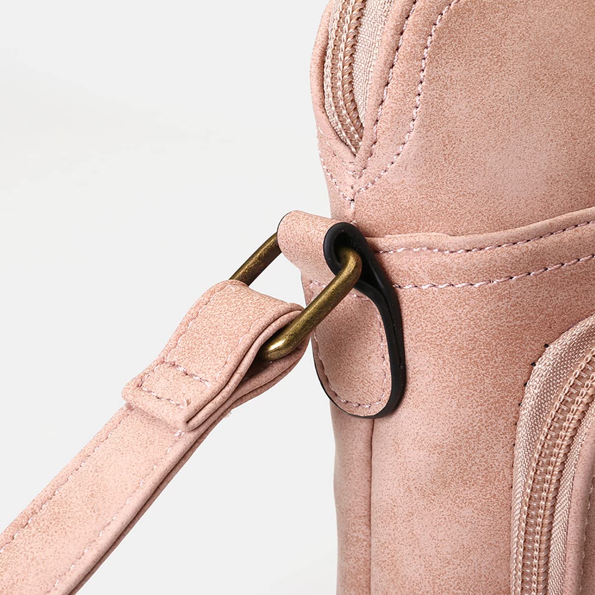 JOSEKO Crossbody Lightweight, Women Solid Multi-pockets Casual PU Leather Crossbody Shoulder Bag Pink