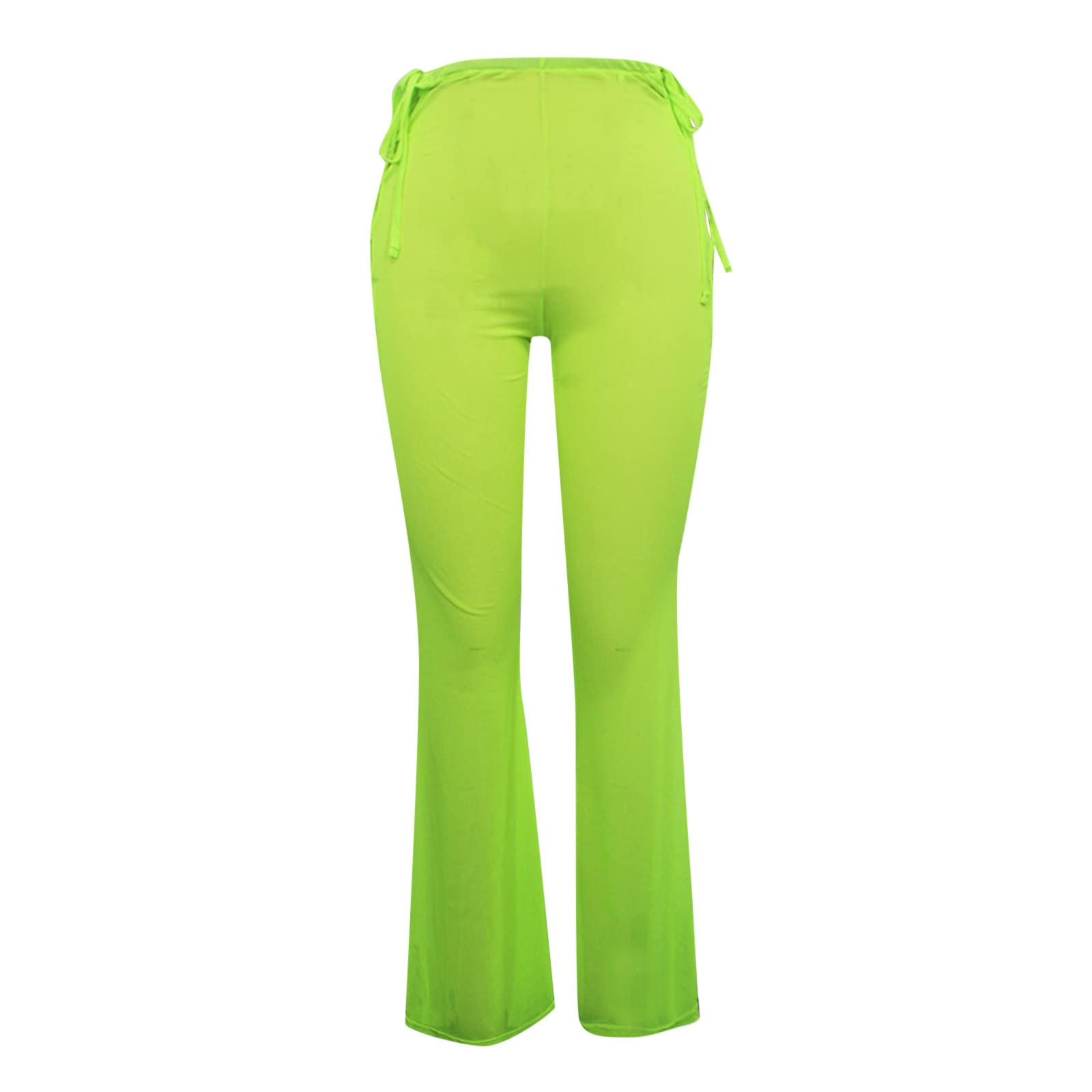 Mackneog Elastic Dress Soft Yoga Pants Bootcut Flare Yoga Pants Women Bootcut Strap Holiday See Through Neon Cutout Clear