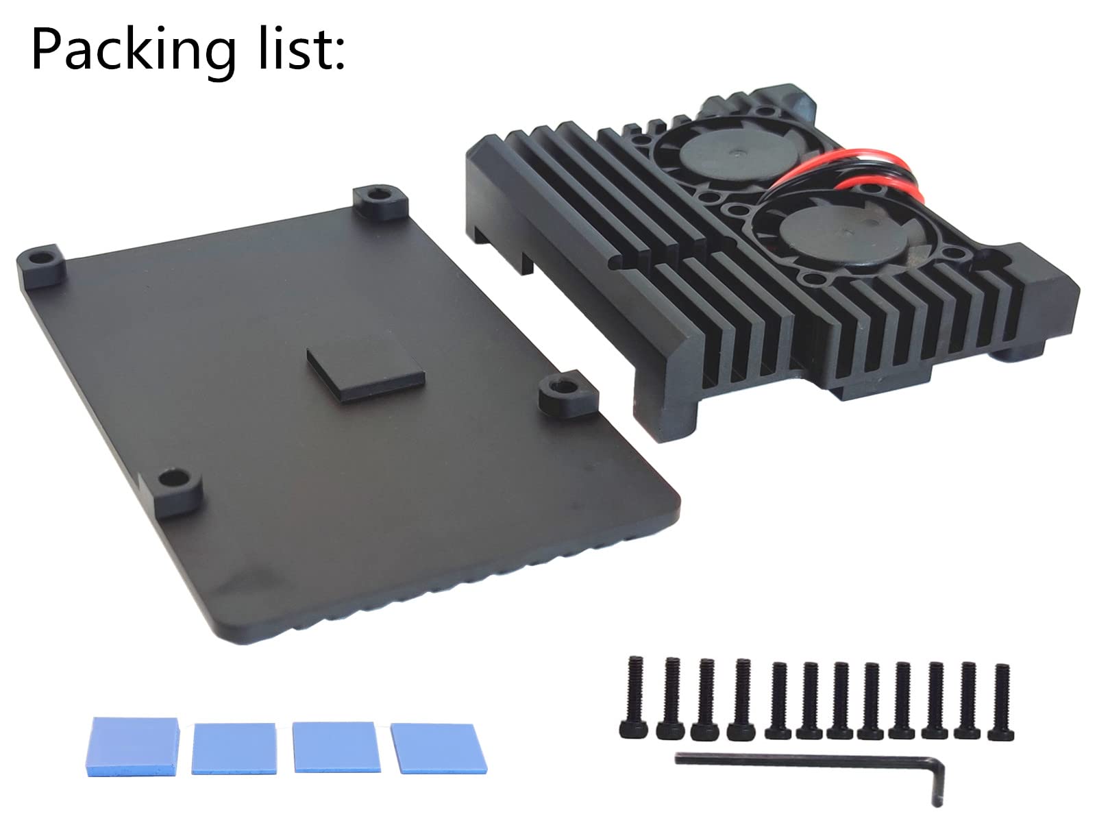 Raspberry Pi 3B Aluminum Aolly Case, Raspberry Pi 3 Model B+ Passive Cooling Case with Dual Cooling Fan