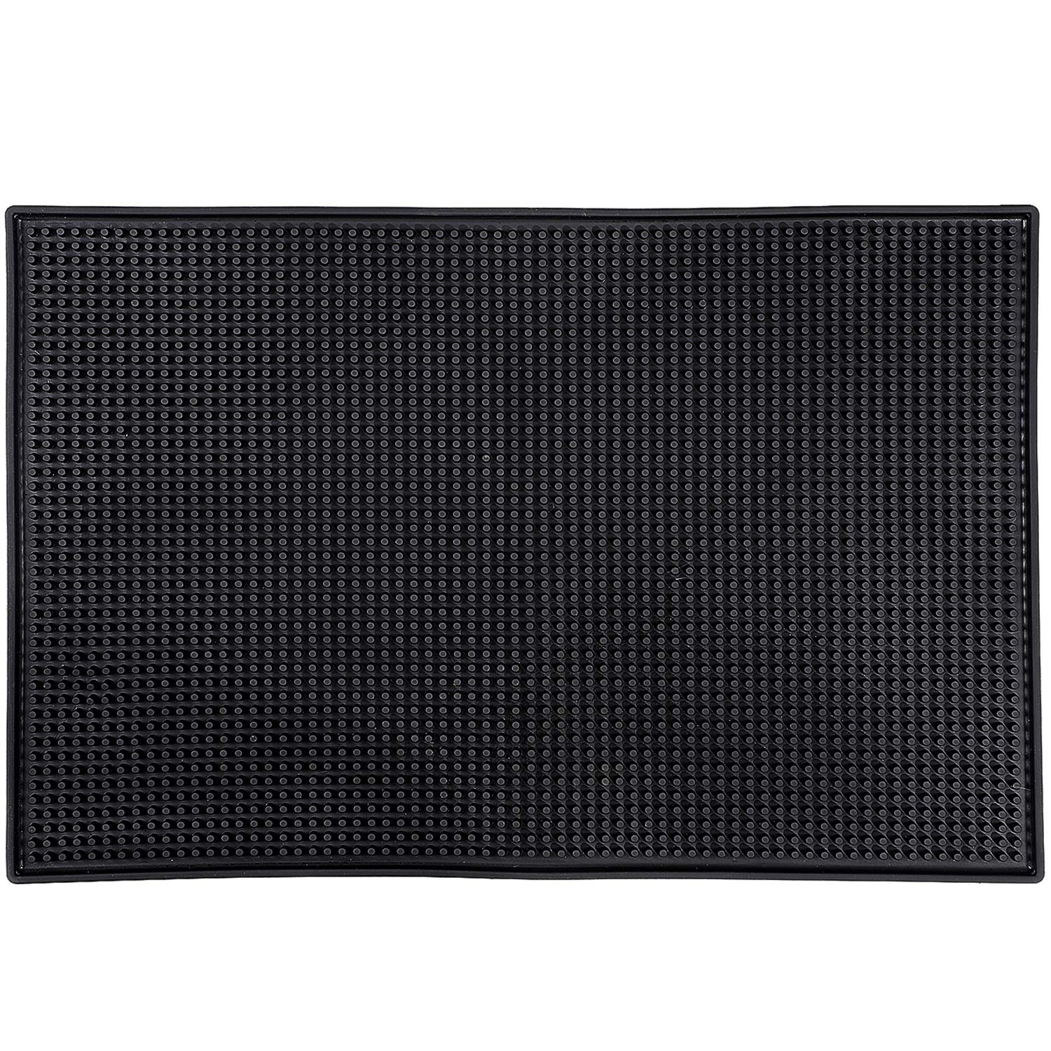 KINJOEK 1 Packs 18 x 12 Inch Rubber Bar Service Mat, Black Drink Coasters, Heavy Duty Leakproof Non Slip Tabletop Protection Home Bar Mat for Countertop Kitchen Restaurant Hotel Beverages Furniture
