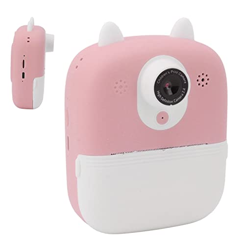 jerss Childrens Digital Camera 6 Filter Effects Face Recognition Auto Print Digital Camera 1080P ABS Home Silicone for Children (Pink)