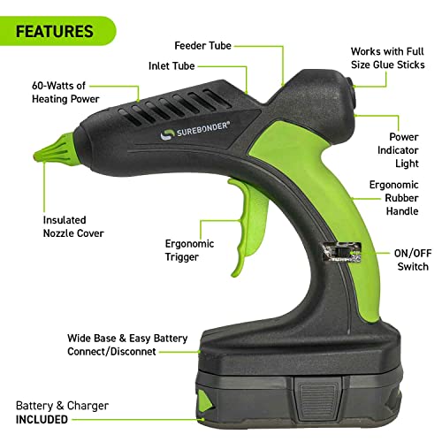 PRO2-60KIT 60 Watt Cordless Professional Heavy Duty Hot Glue Gun Kit-Full Size-Ryobi® Battery & Charger Included