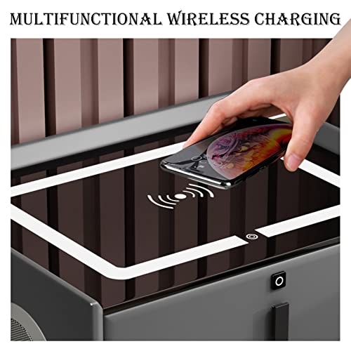 Night Stand for Living Room Bedroom Smart Modern Bedside Table with Fingerprint Lock Drawer Bluetooth Audio (Color : D 2-Drawers, Size : C+Audio+Fingerprint)