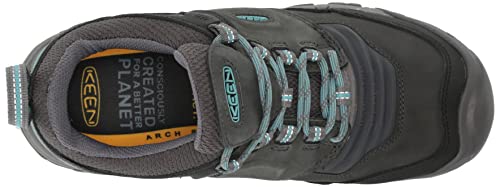 KEEN Women's Ridge Flex Low Height Waterproof Hiking Boots, Raven/Porcelain, 8.5