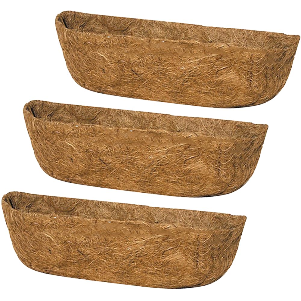 Mxespoir 3Pcs 30" Coco Liners for Planters, Pre-Formed Trough Coconut Fiber Liner Replacement for Window Box, Fence Flower Baskets, Garden Flower Pot (30 inch)
