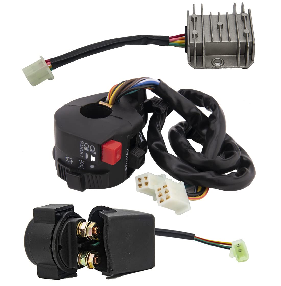 HOOTO Complete Wiring Harness kit for ATV Quad 4 Stroke 50cc 70cc 90cc 110cc 125cc Pit Quad Dirt Bike Go Kart Quad Wire Harness Complete Electrics Stator Coil CDI Solenoid Relay Spark Plug, Lead