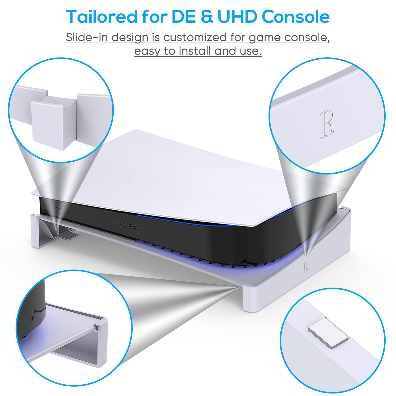 Horizontal Stand Compatible with PS5 Disc & Digital Editions, Accessories Base Stand Holder for PS5 Console