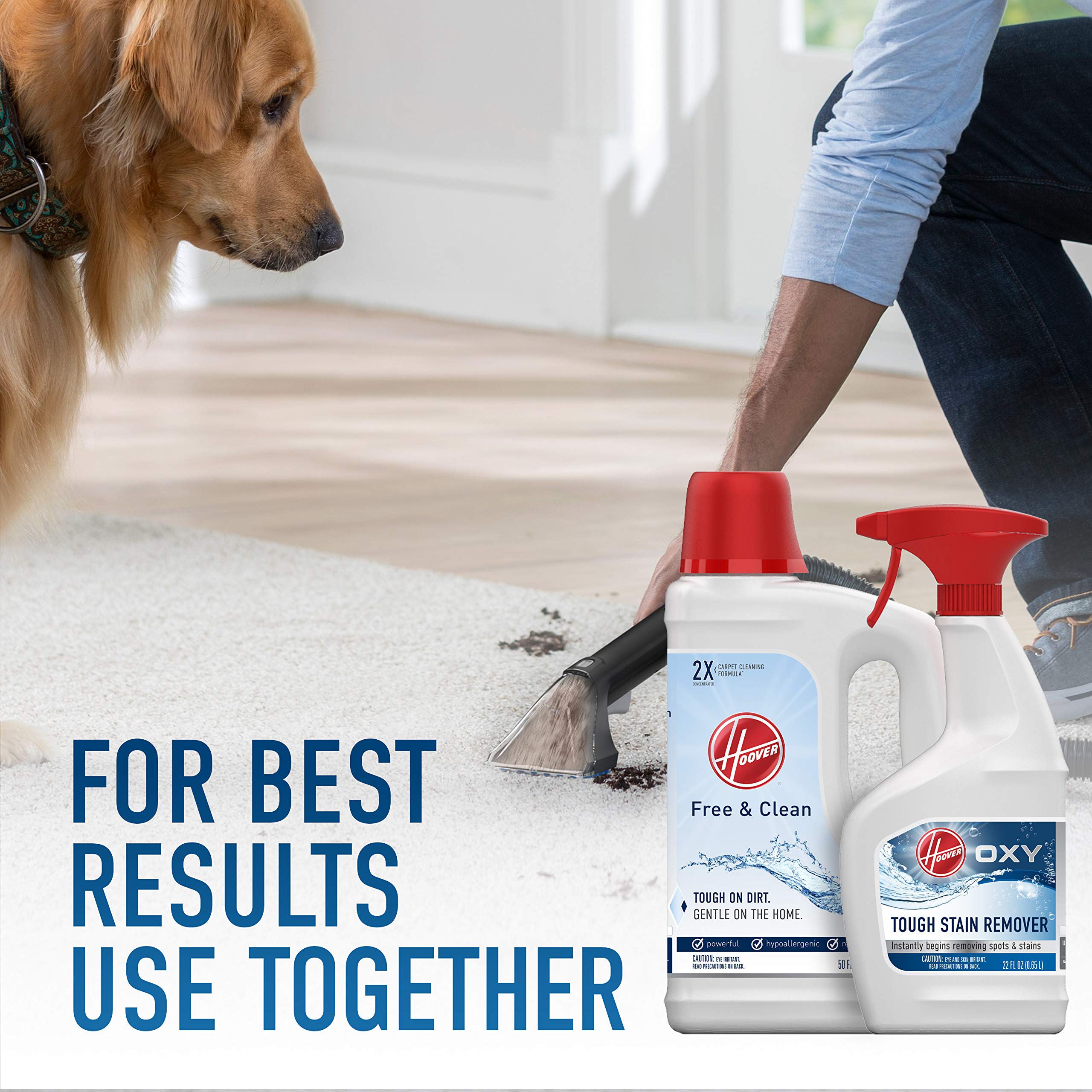 Hoover Free Deep Cleaning Carpet Shampoo, Concentrated Machine Cleaner Solution, 50oz Hypoallergenic Formula, AH30952, White, 50 Fl Oz (Pack of 1)