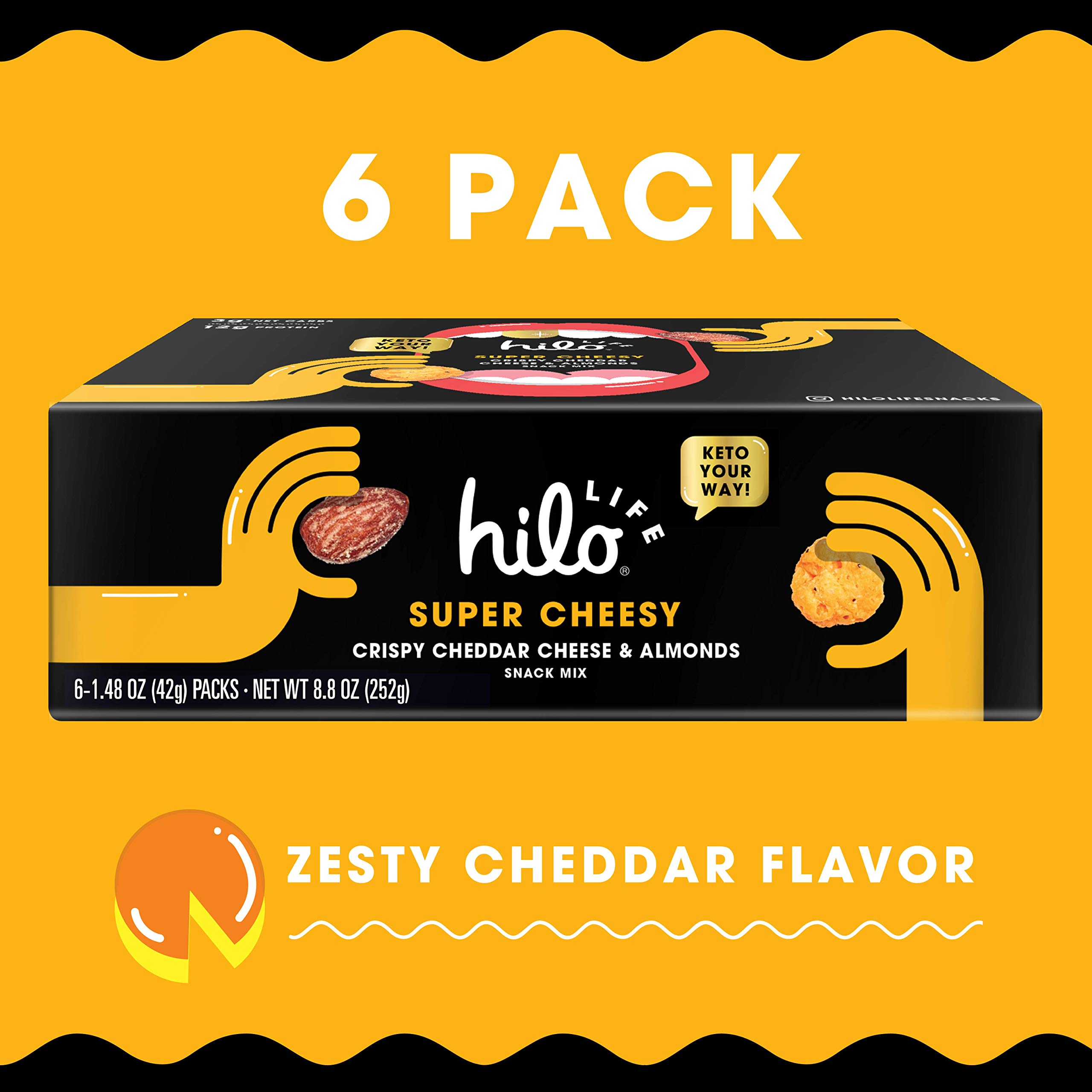 Hilo Life Keto Friendly Low Carb Crispy Cheddar Cheese & Almonds Snack Mix, Super Cheesy, 8.88 Ounce