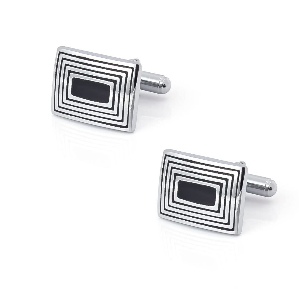Men's tie Clip Cufflinks Rectangular Black Enamel Metal Cufflinks Men's Casual Cuff Studs French Shirt Cufflinks