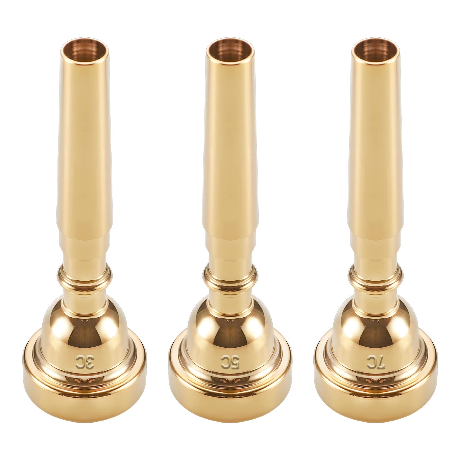 Lespielend Trumpet Mounthpiece Set(3c 5c 7c) 3 Pack Gold Plated for Beginner,Professional Player