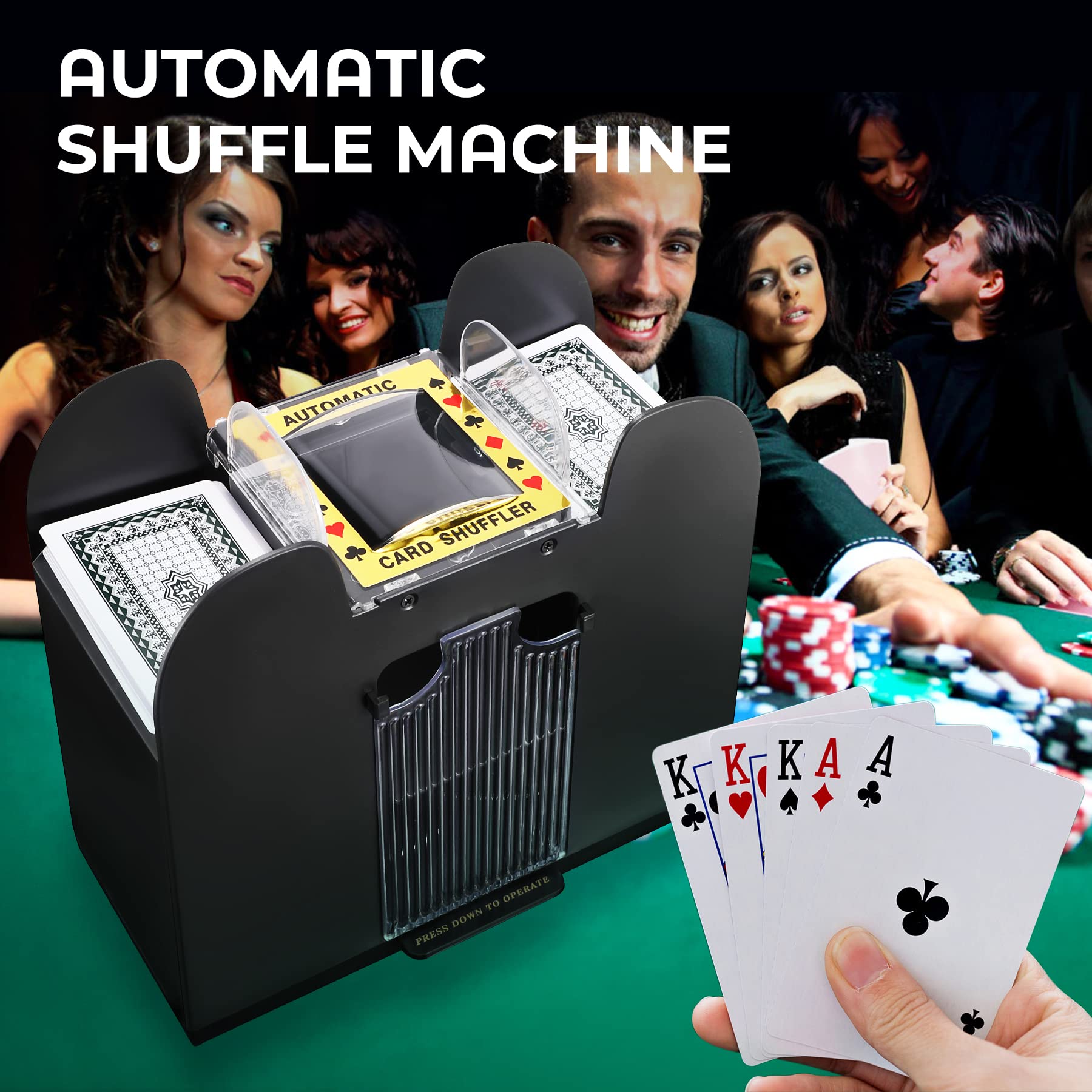Lineba 2 Deck Automatic Card Shuffler, USB-C/Battery-Powered Electric Casion Shuffler for Poker, UNO, Phase 10, Skip-Bo, Texas Hold'em, Blackjack and Home Card Games