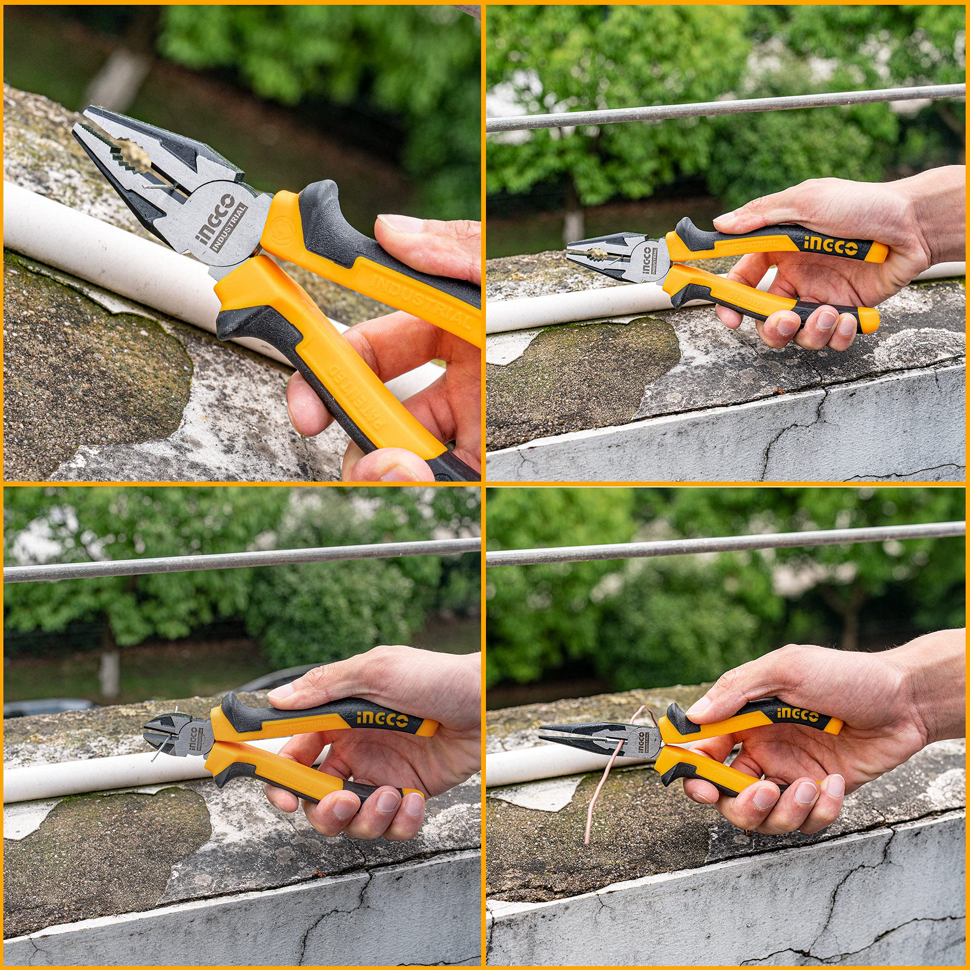 INGCO Pliers Tool Set, 3pcs Small Plier Set, 8 Inch Combination Pliers, 6 Inch Diagonal Cutting Pliers, 6 Inch Needle Nose Pliers HKPS28318