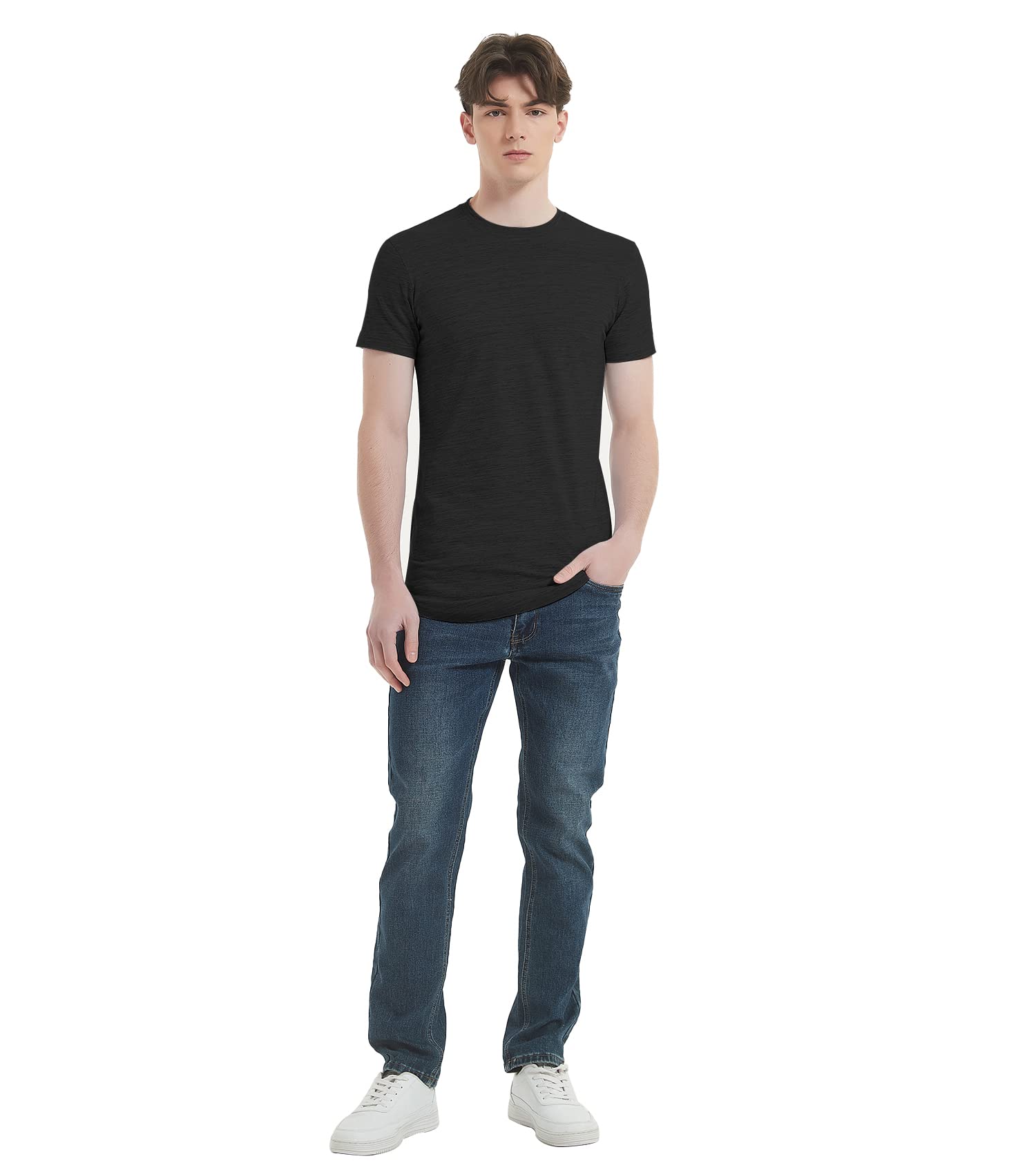 LETAOTAO Tall Mens Workout Shirts Hipster Slim Fit T-Shirts Longline Drop Cut Gym Muscle Tee