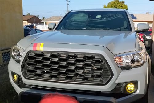 iJDMTOY Yellow Lens 24W High Power LED Wide Angle SAE Flood Beam Fog Light Kit w/Built-On Mounting Brackets Compatible With Toyota Tacoma Tundra 4Runner, etc
