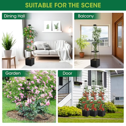 MQFORU 2Pack Tomato Planter Boxes with Trellis, 57" Self-Watering Tomato Planter for Climbing Vegetable and Plants, Raised Tomato Planter Boxes for Indoor Outdoor Patio Greenhouse Gardening