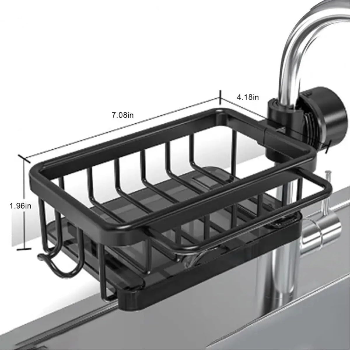 RYDOX Kitchen Sink Faucet Organizer Kitchen Stainless Steel Sink Drainer Sponge Storage Faucet Rack Towel Rack Shelf Organizer Kitchen Accessories(Black Right)