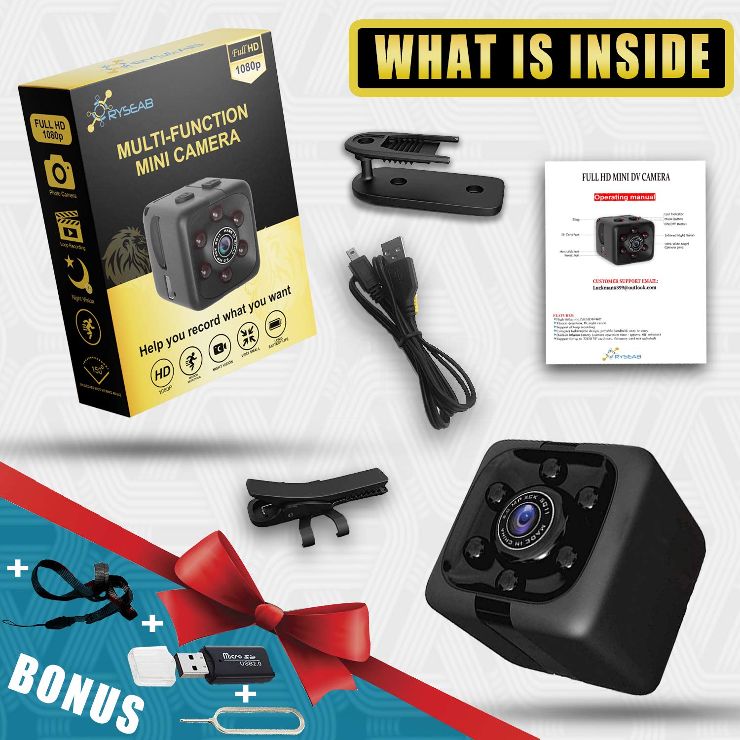 Mini Spy Camera 1080P Hidden Camera,Portable Small HD Nanny Cam with Night Vision and Motion Detection,Perfect Indoor Covert Security Camera (Black)