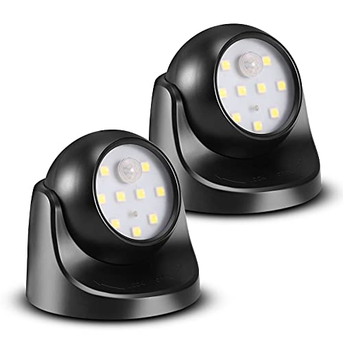 ProGreen 6000K Battery Operated Motion Sensor Light Waterproof Wireless LED Battery Powered Wall Light Auto On/Off 2 Pack Cool White