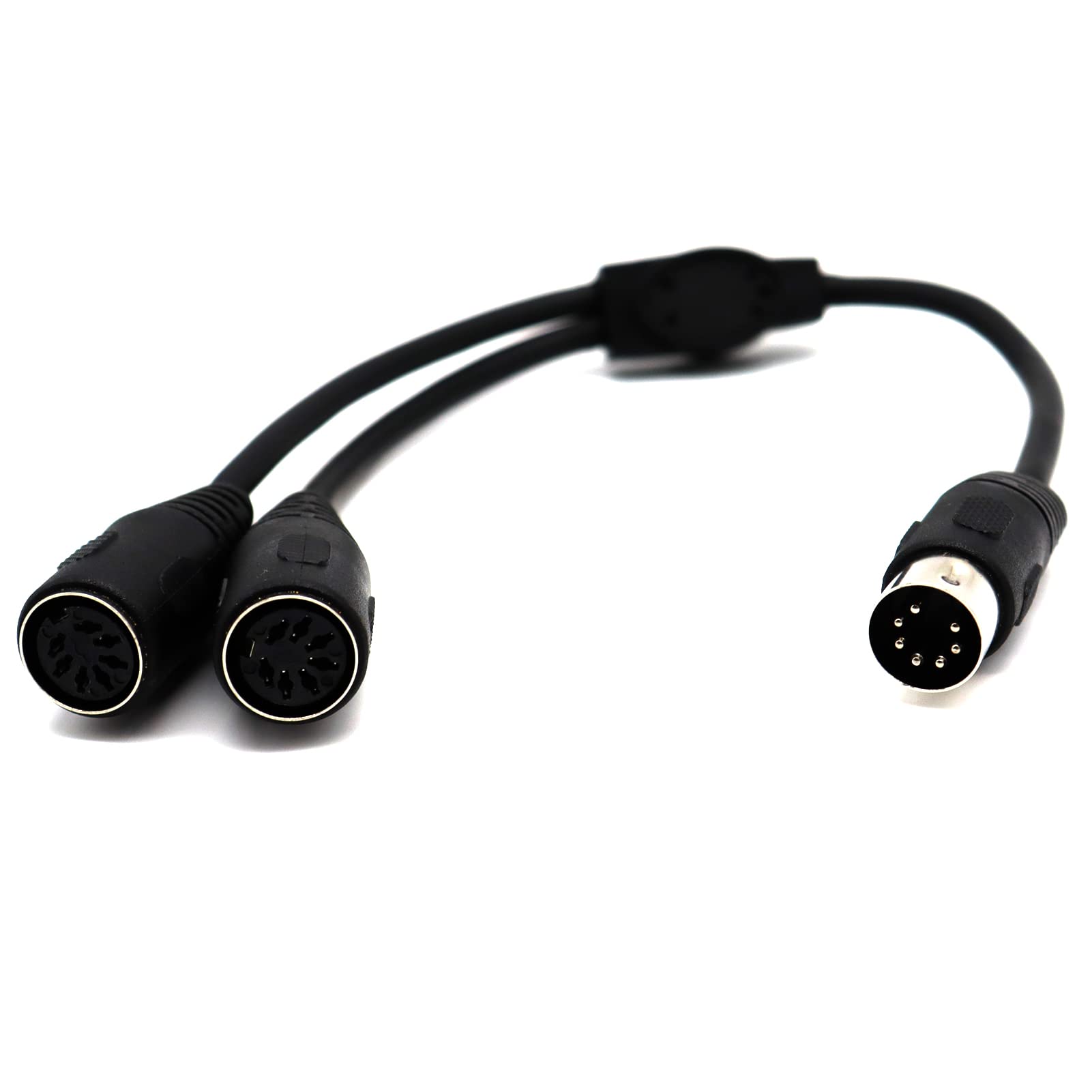 LOKEKE 7 Pin DIN MIDI Splitter Cable, 7 Pin DIN DIMI Male to 2 Din 7 Pin Female Y Cable Cord Wire Audio Socket for Bang Olufsen Naim(7Pin to 7Pin)