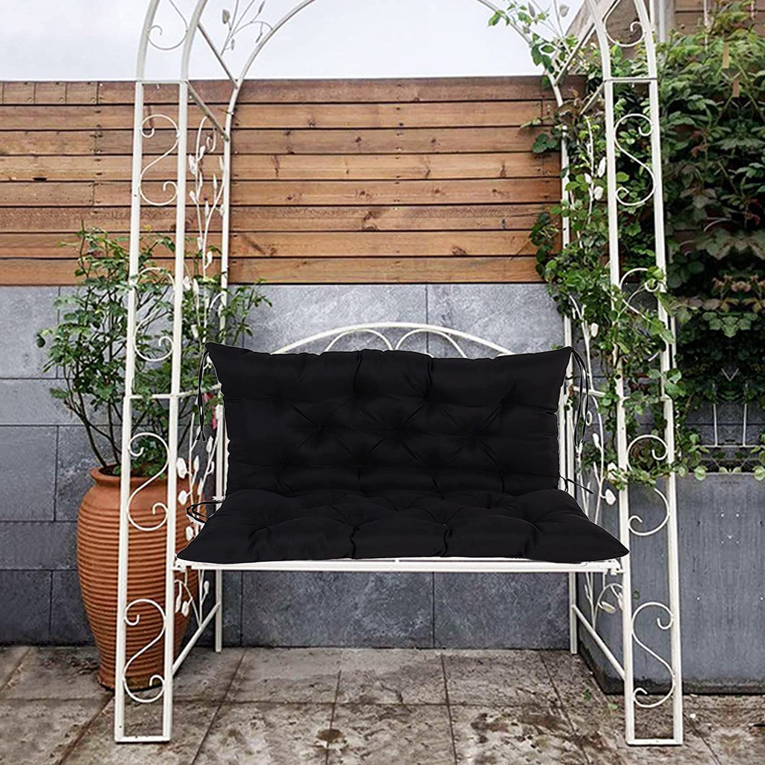 Porch Swing Cushions, Outdoor Swing Cushions for 2-3 Seats, Garden Terrace with backrest Swing Replacement Cushions, Comfortable and Soft, Suitable for Indoor and Outdoor (Light Coffee,40*40)