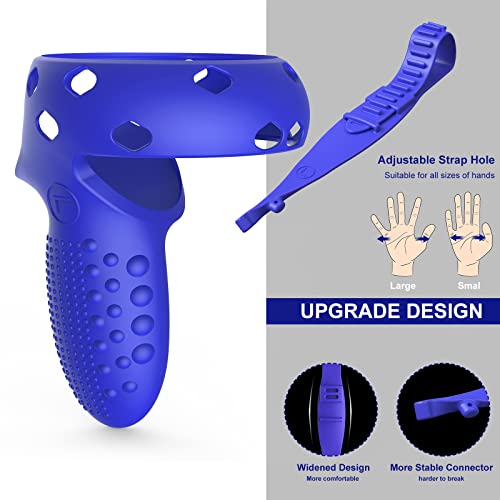 HUIUKE Touch Controller Grip Cover for Quest 2 with VR Shell Cover, Silicone VR Face Cover Pad and Lens Cover, 4 in 1 Silicone Cover Set for Quest 2 Accessories (Blue)