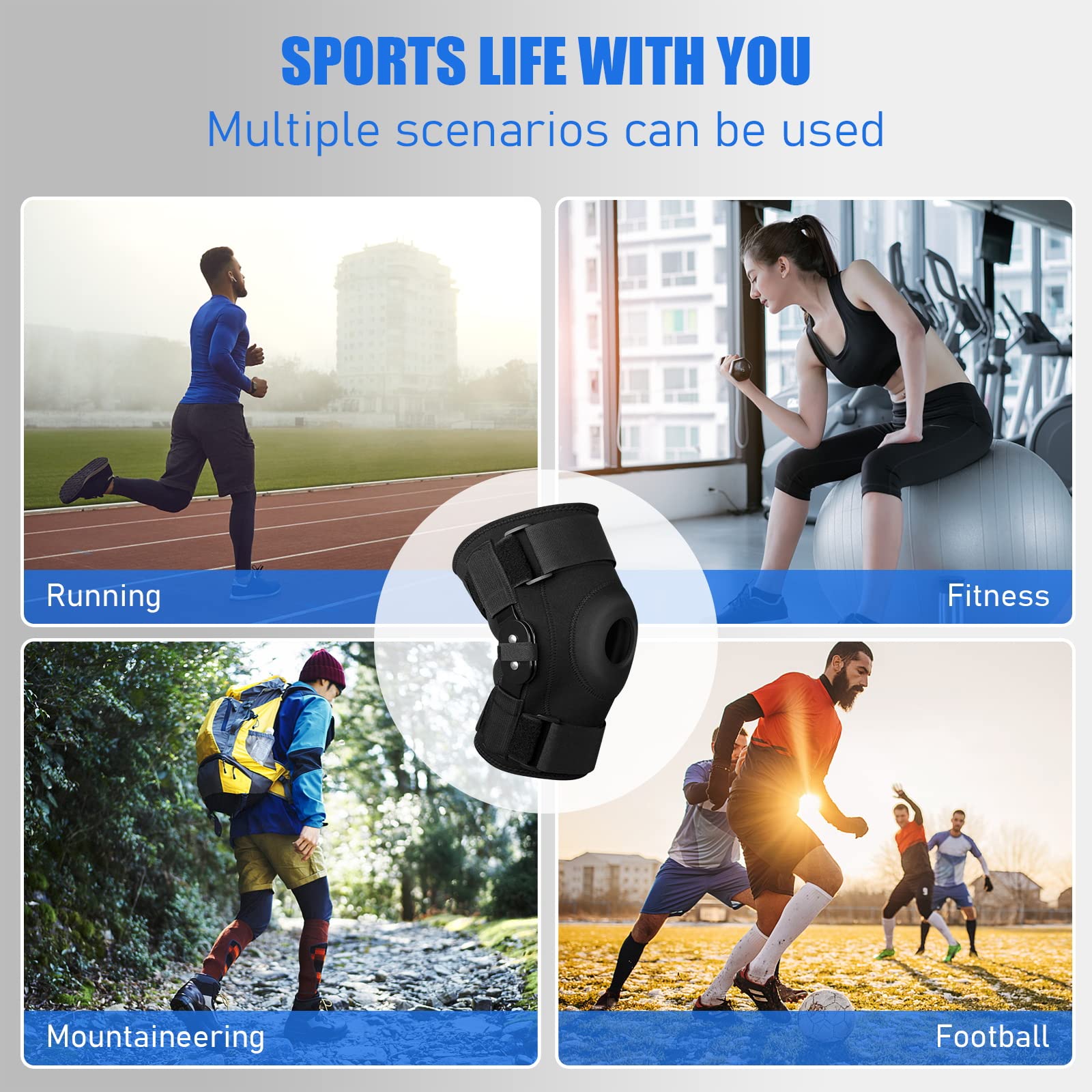 LOKYICOK Hinged Knee Brace, Stable Support for the Knee, Decompression Knee Brace, Adjustable for Men and Women, Knee Support for Swollen ACL, Tendon, Ligament and Meniscus Injuries (X-Large)
