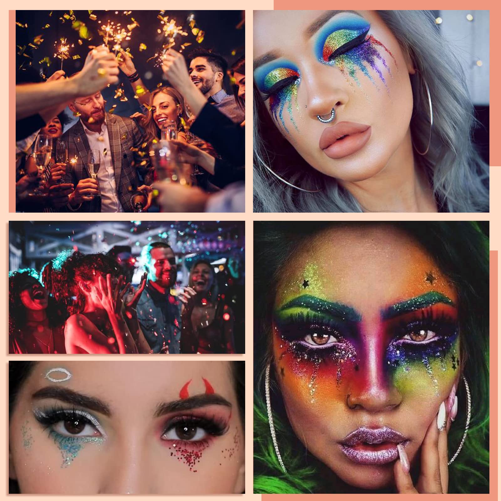 Rechoo 8 Colors Glitter Liquid Eye liner Set for Eye Makeup, Waterproof Superstay Long Lasting Shiny Eye Liners Pencil (8 Glitter Colors)