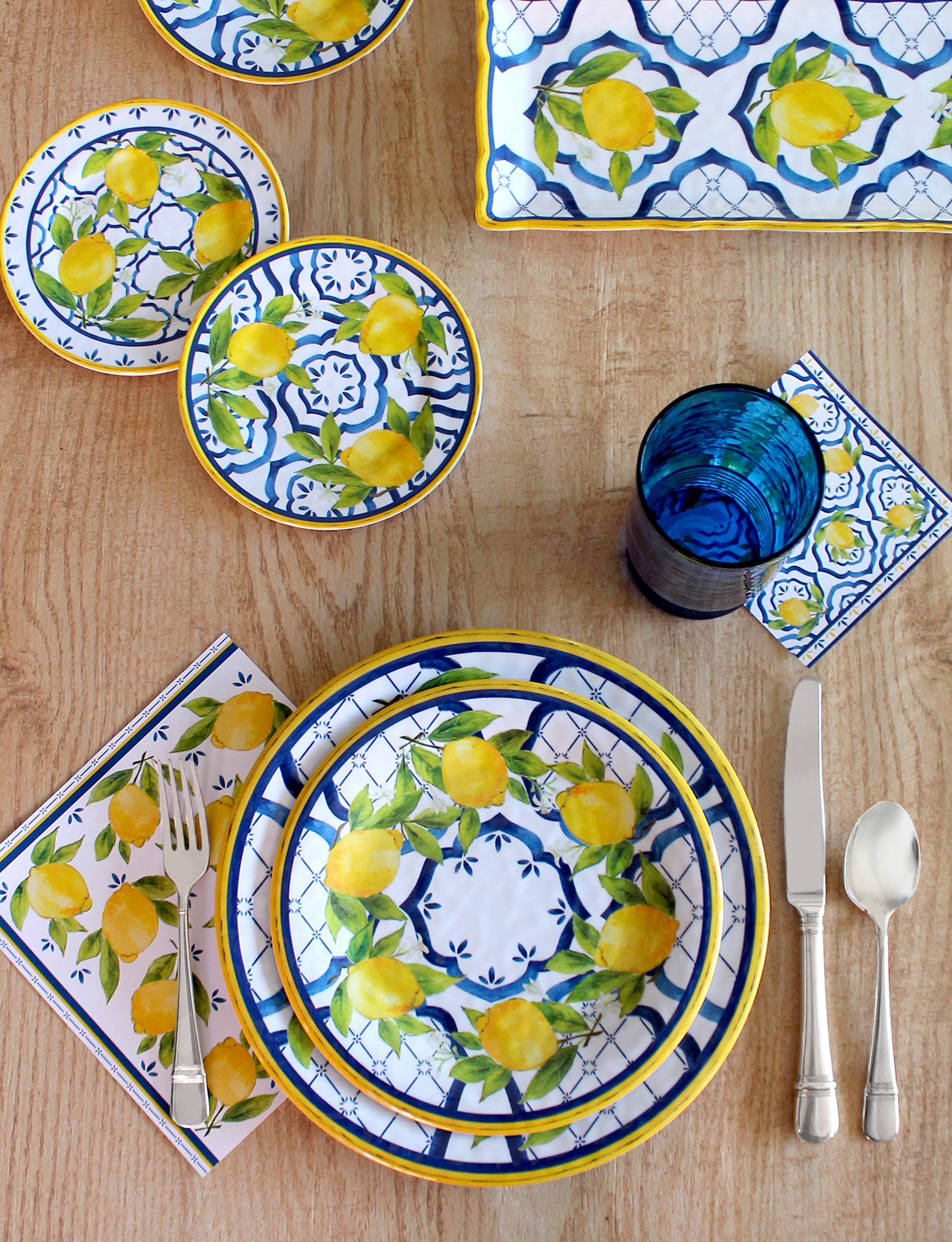 Le Cadeaux Palermo Lemon Basil Melamine Spoon Rest and Tea Towel Set
