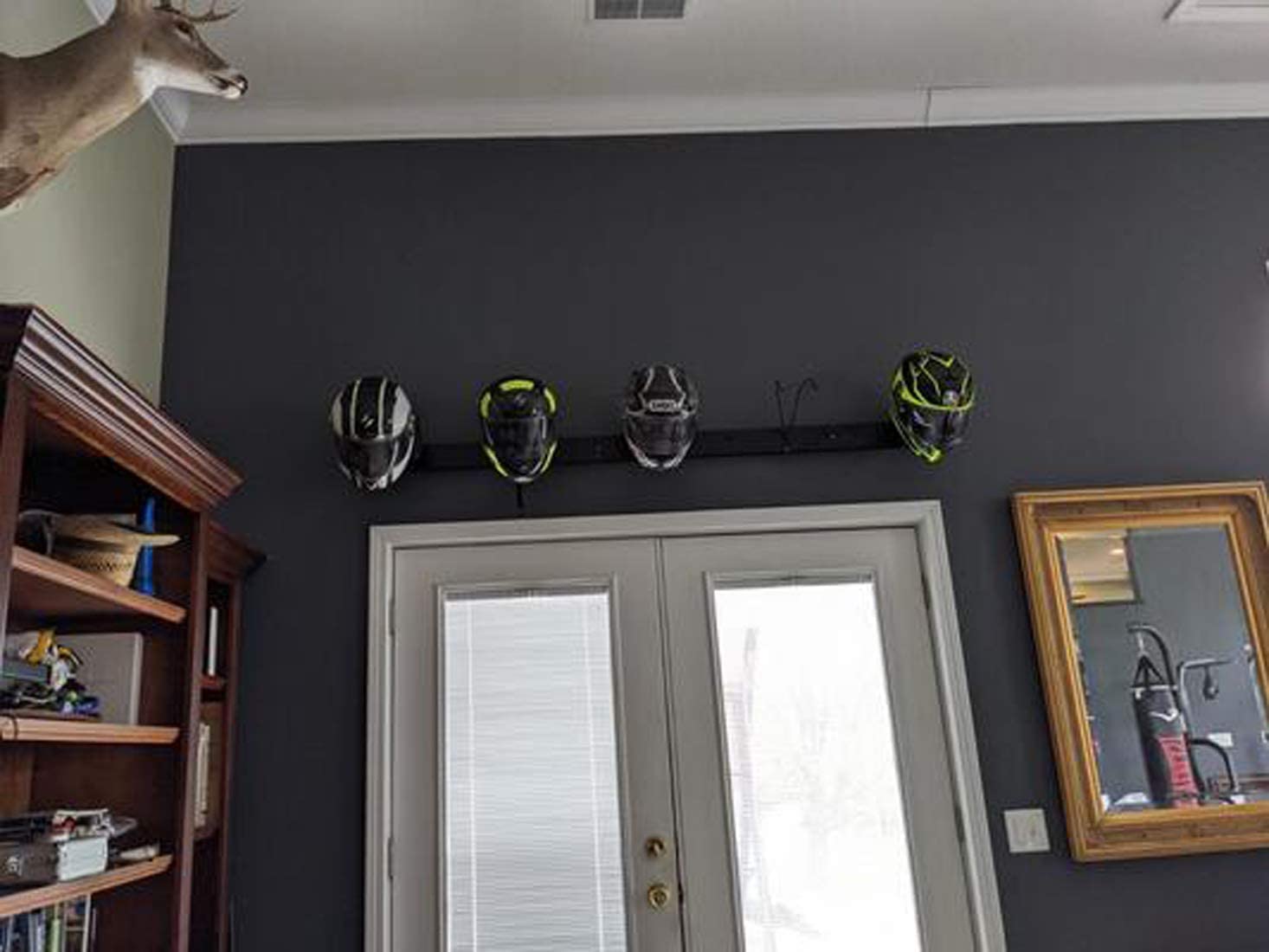 Metal Wall Hooks Helmet Rack – Heavy Duty Wall Mounted Entryway Organizer Hanger for Equestrian Helmet, Motorcycle Helmet,Hats, Caps - Sturdy & Decorative Solution to Storage Or Display - (NO Helmet )