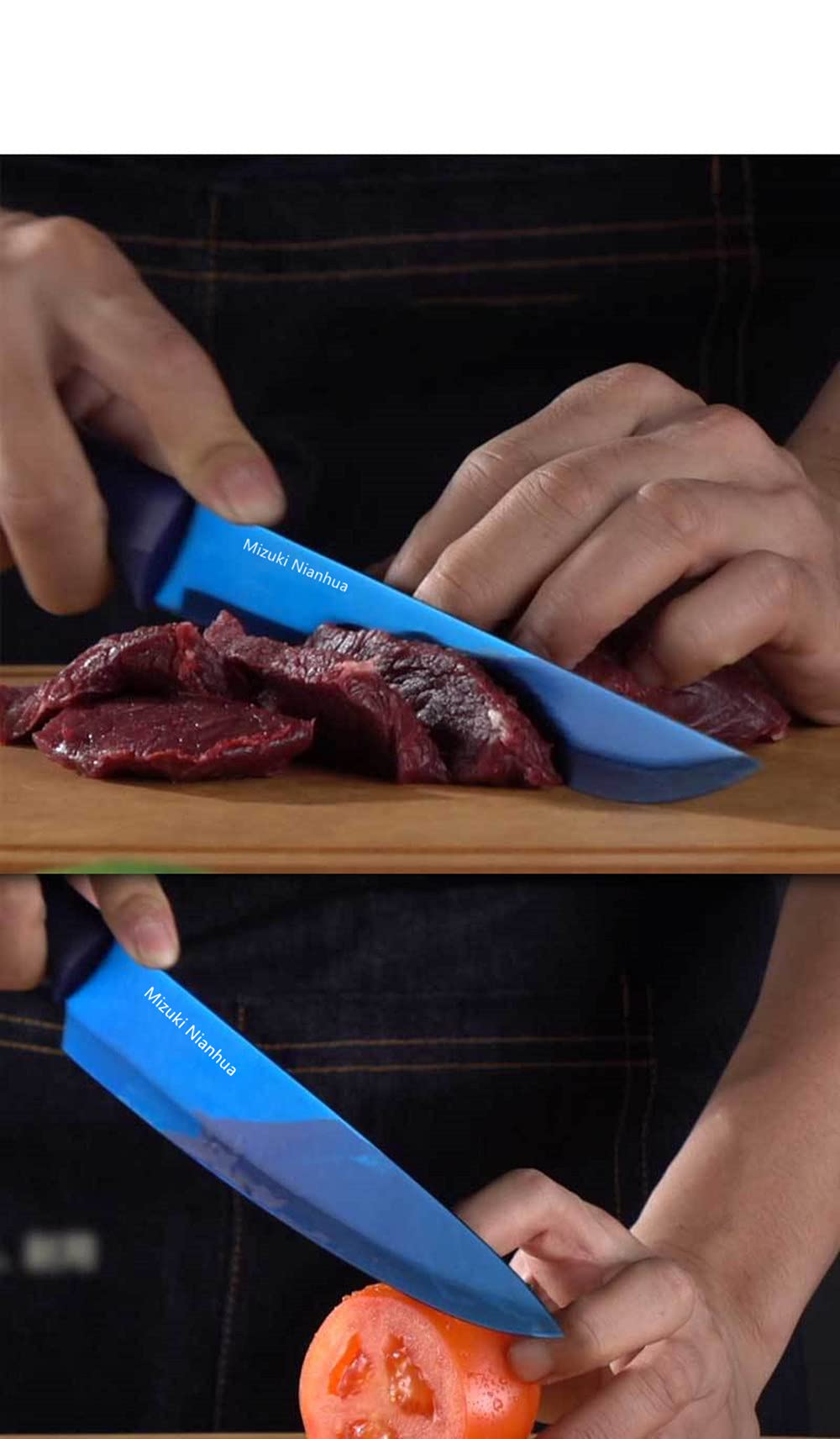 Mizuki Nianhua Knife Set,Blue Kitchen Knife Chef Set, Kitchen Knife Set Stainless Steel, Kitchen Knife Set Dishwasher Safe with Sheathes