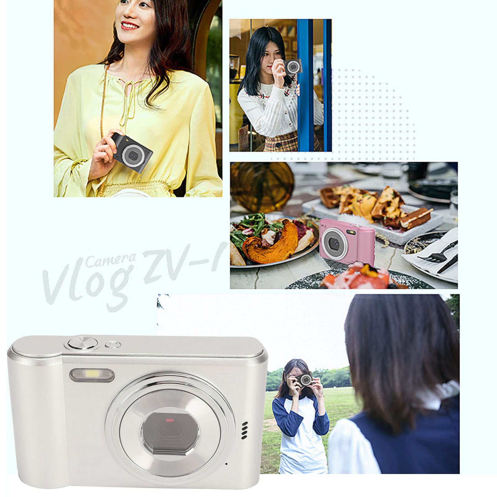 Kids Digital Camera, 2.7K Video Recording, FHD 1080P 44MP Vlogging Camera with LCD Screen, Compact Portable Camera with Flashlight, Gifts for Students Teens Adults