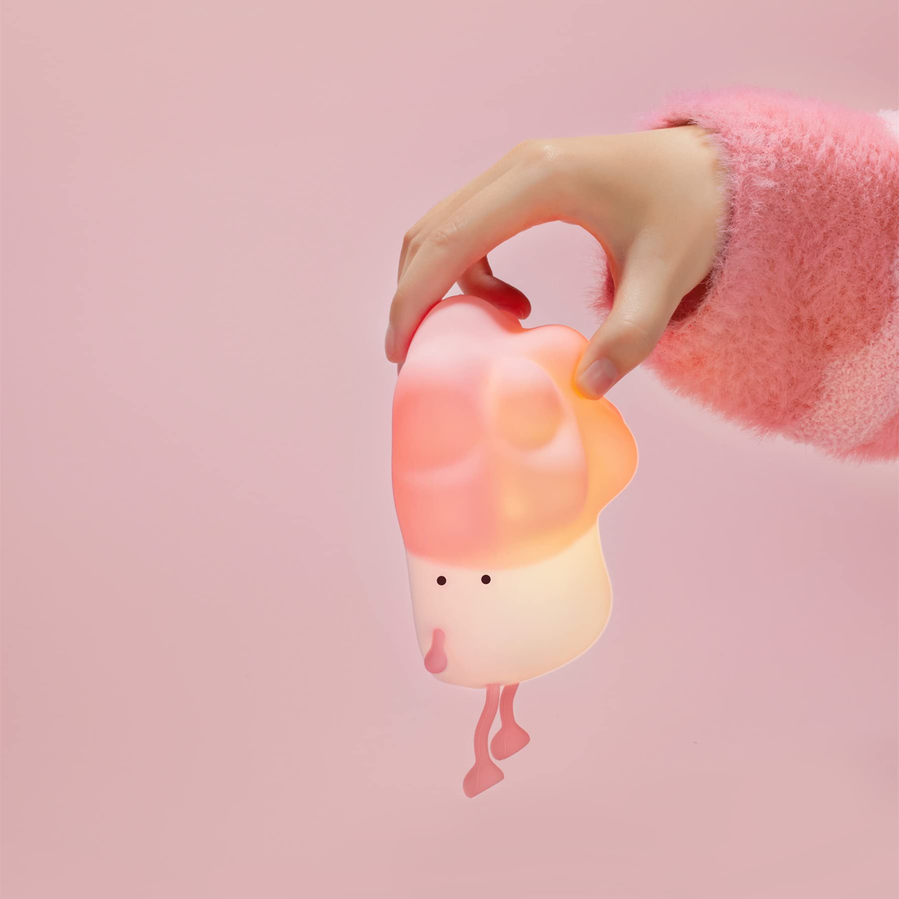 Nursery Night Lights for Kids, Cute Silicone Baby Night Light with Touch Sensor, Portable and USB Rechargeable Bunny Nightlight for Childen Lantern for Baby Vegetable Modeling (Pink)