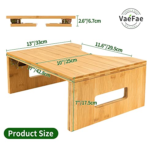 VaeFae Bamboo Toilet Stool, Foldable Potty Stool for Bathroom, Wooden Poop Stool for Adults, Portable and Non-Slip