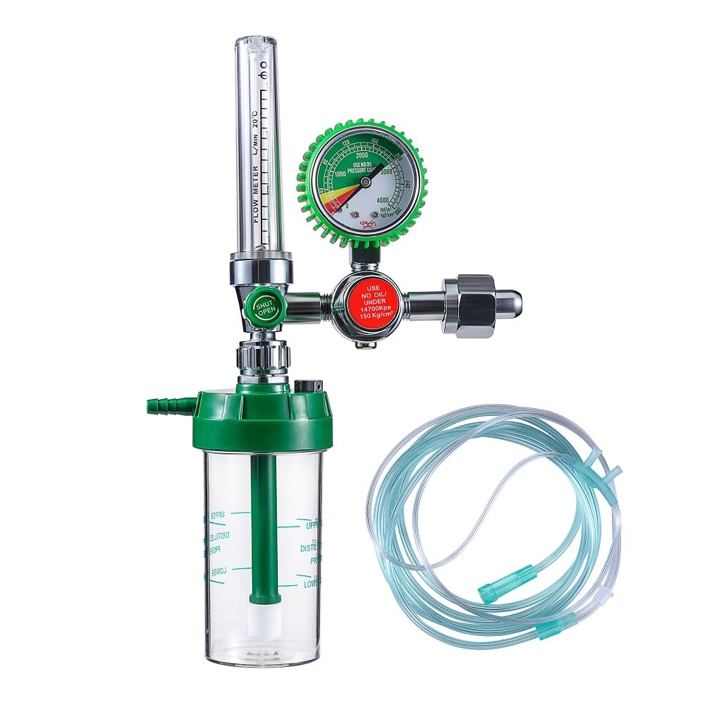 OxyMed Oxygen CGA540 Regulator Flow Meter, Pressure Gas Regulator Inhaler, 1 Nasal tube included